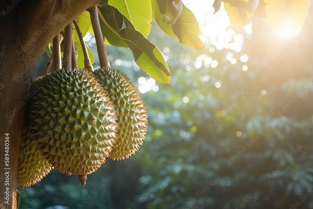 durian in orchard plantation, idea for agricultural and fruitfulness ...