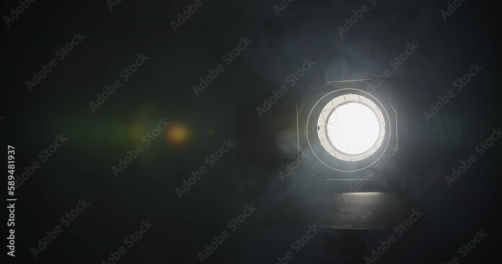 close up view of professional light source yellow color for filming ...