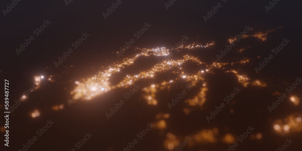 Street lights map of Bay Area (California, USA) with tilt-shift effect ...