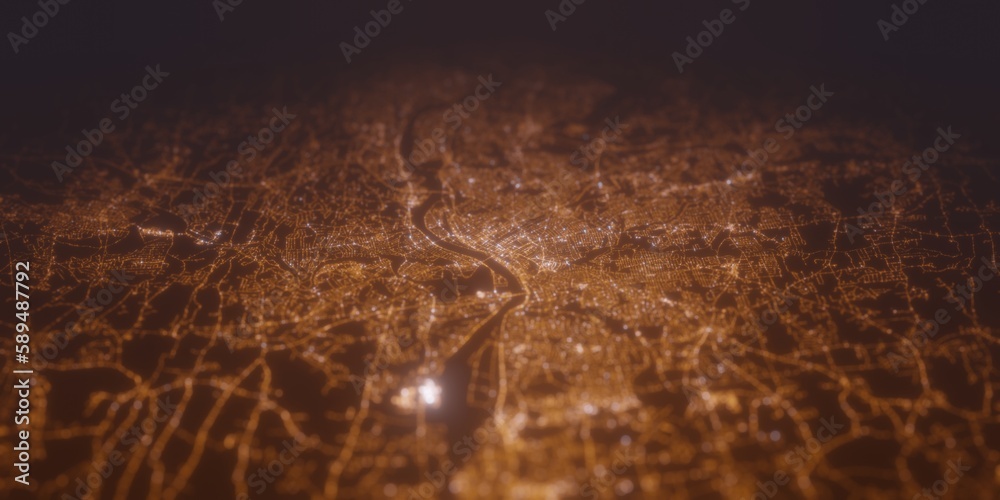 Street lights map of Springfield (Massachusets, USA) with tilt-shift ...