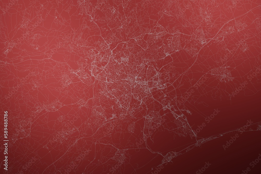 Map of the streets of Montpellier (France) made with white lines on ...