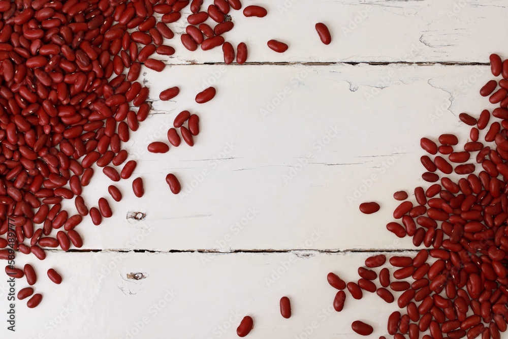 Red bean seeds on white old table, white background, wallpaper, for ...