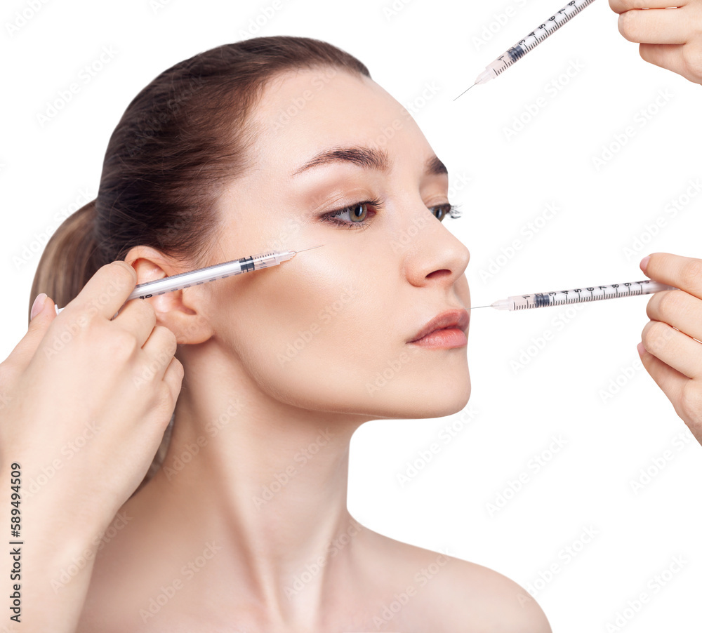 Beautiful woman has an injections on cheekbones. Stock Photo | Adobe Stock