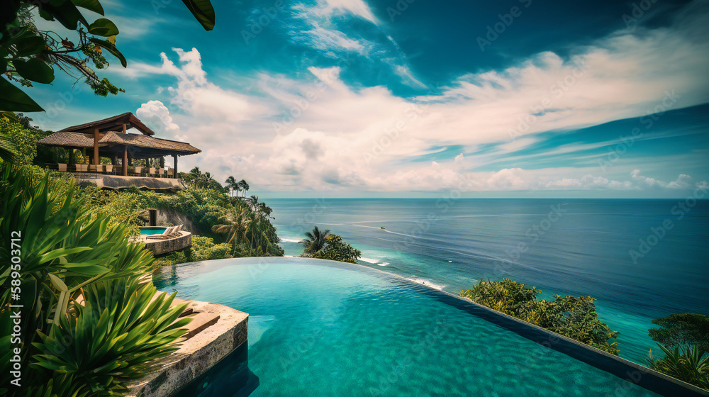 A breathtaking image of an upscale summer resort, showcasing its ...