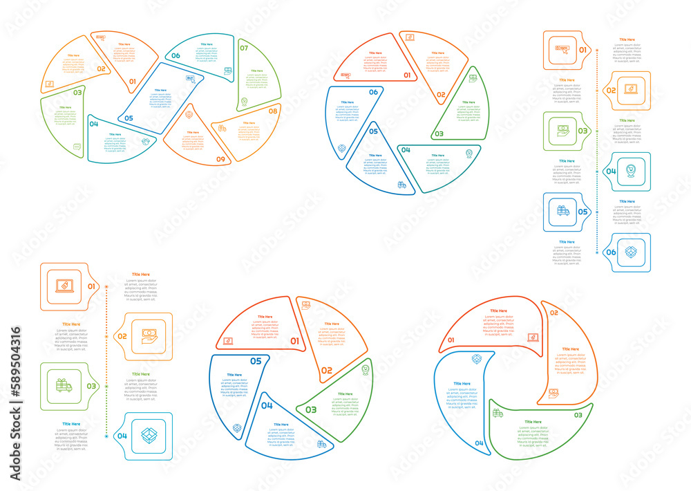 Infographic bundle set with 4, 5, 6 steps, options or processes for ...