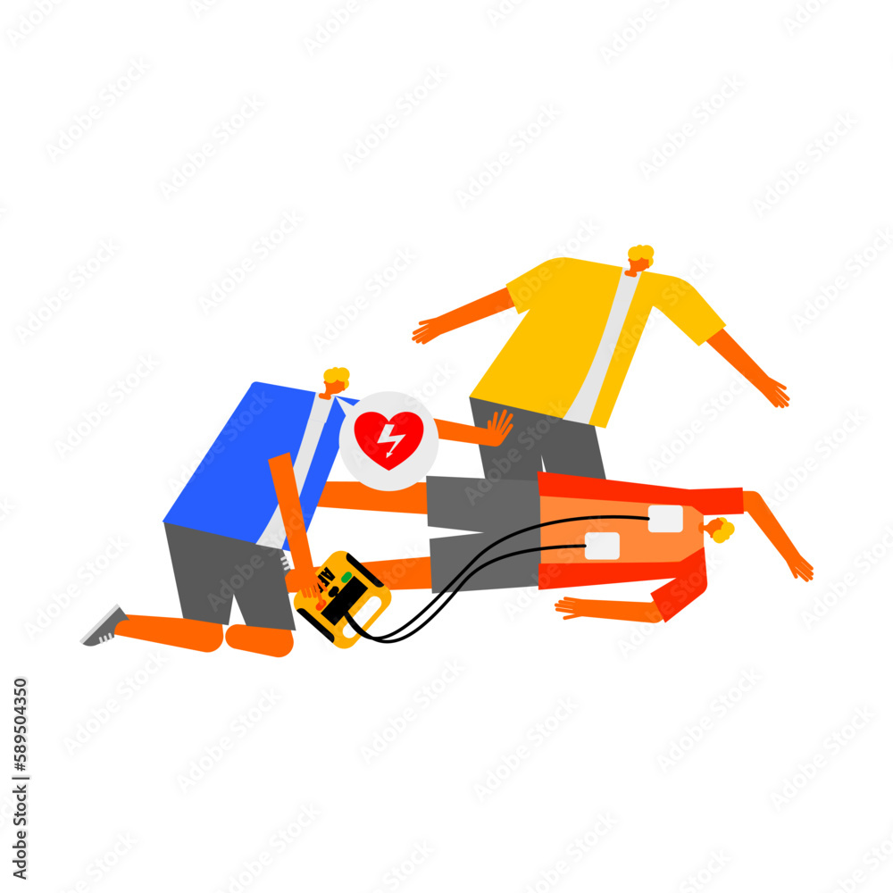 Cartoon characters designed for Cardiopulmonary resuscitation with AED ...