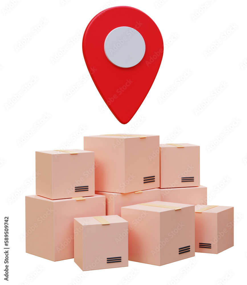 Cargo delivery, logistics and distribution concept. Cardboard boxes ...