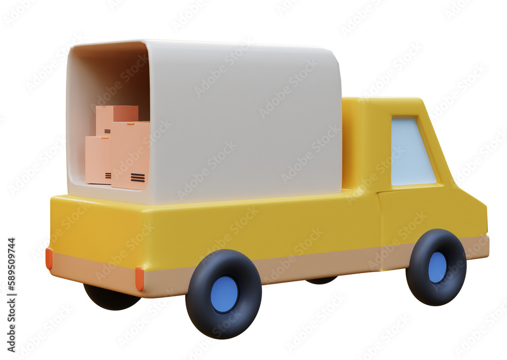 Delivery Van with Box cargo, cargo delivery and online shopping ...