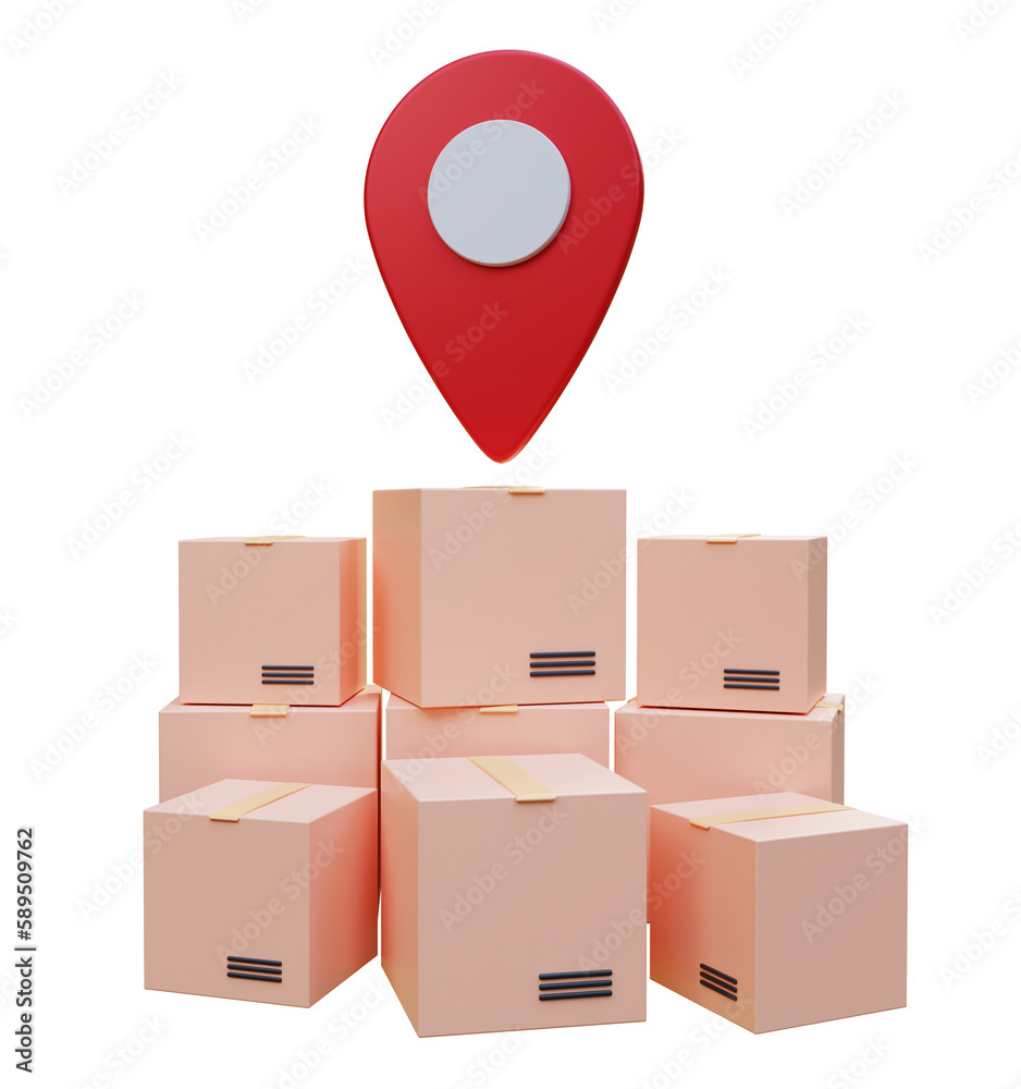 Cargo delivery, logistics and distribution concept. Cardboard boxes ...