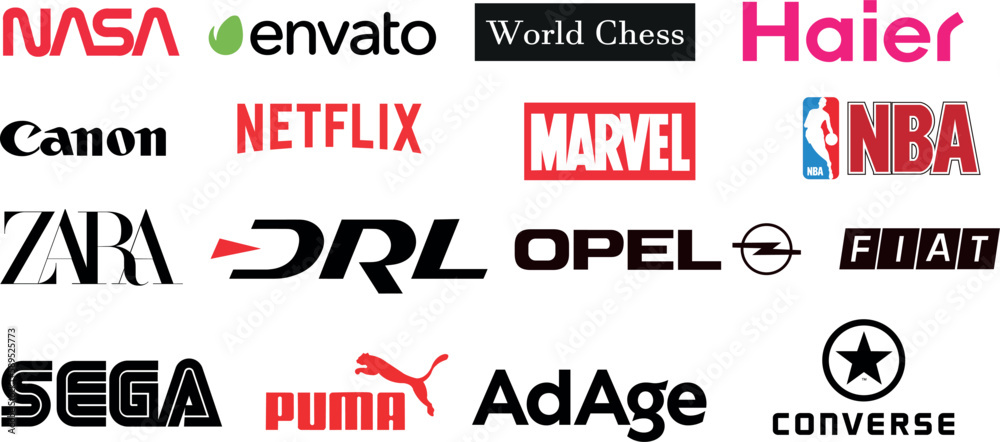 logos of famous brands, icons with company logos Stock Vector | Adobe Stock