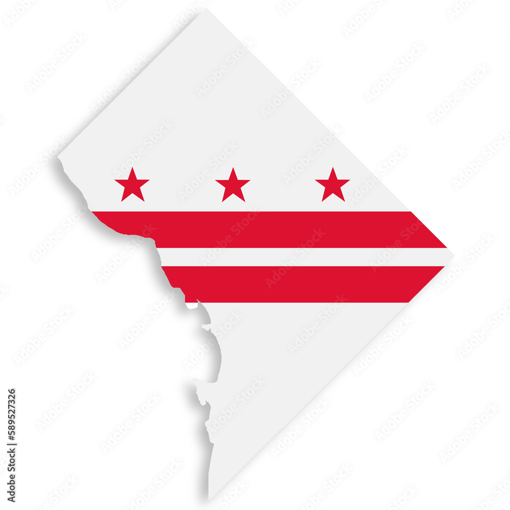 Washington DC flag map on white background 3d illustration with ...