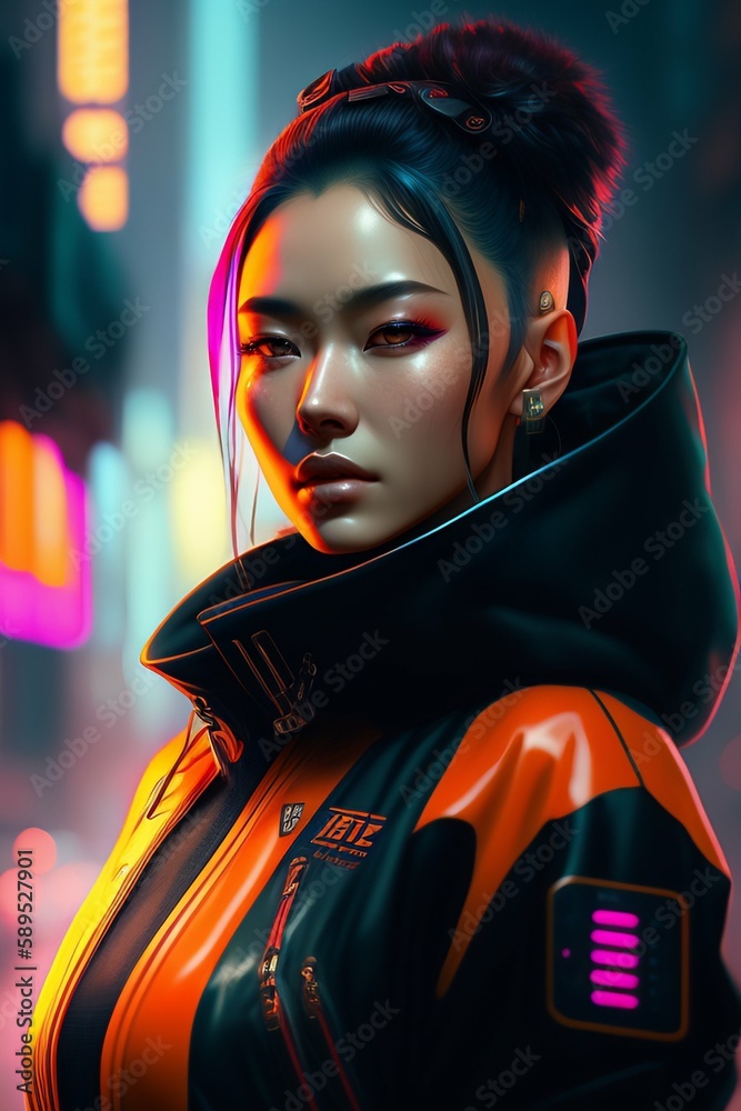 wearing cyberpunk intricate streetwear, respirator, beautiful, detailed ...