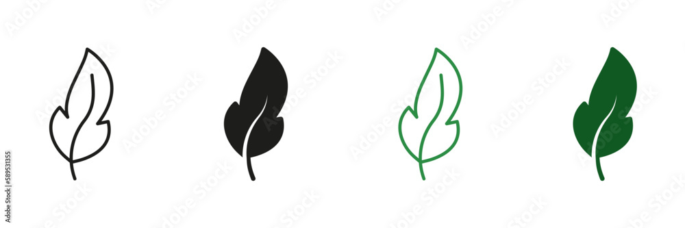 Bird Feather Glyph and Outline Pictogram Set. Ink Pen for Calligraphy ...