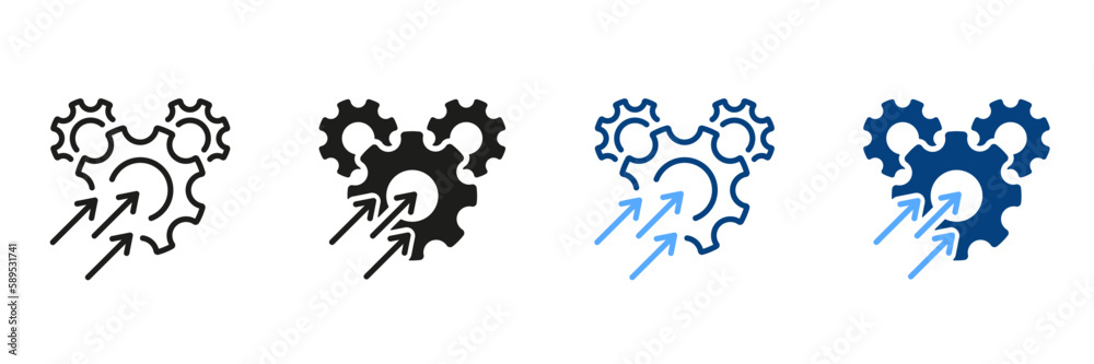 Operational Production Growth Symbol Collection. Optimize Business Sign ...