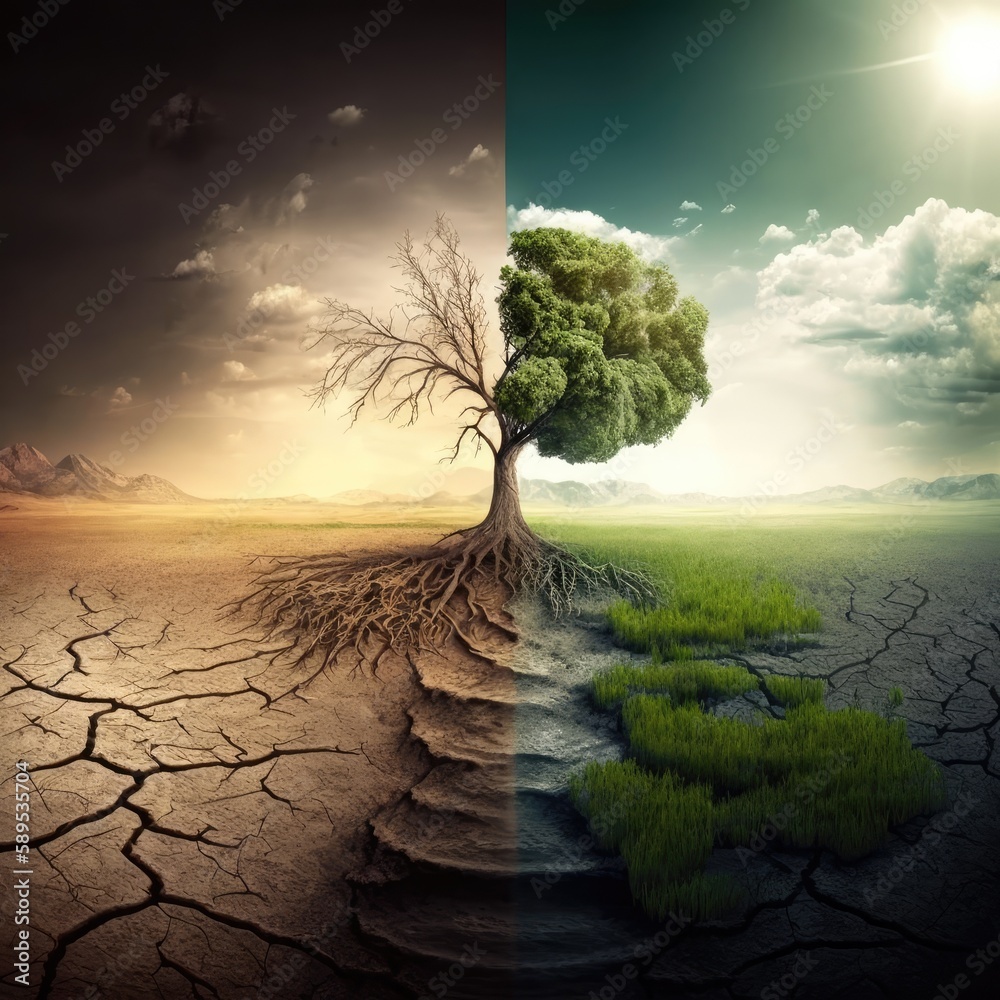 Poster Climate change and environmental degradation. Generative AI ...