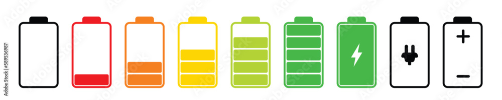 Smartphone Battery status icon. phone battery level indicator symbol ...