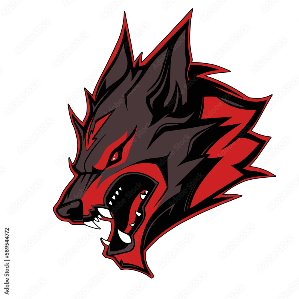 wolf head red and black Stock Vector | Adobe Stock