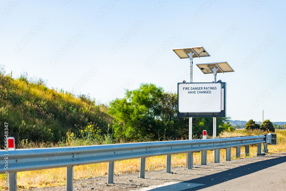 Fire danger rating signs have changed sign with solar panels Stock ...