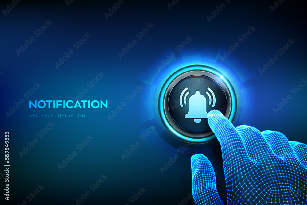 Notification button. Notification message icon. Alarm, alert symbol ...