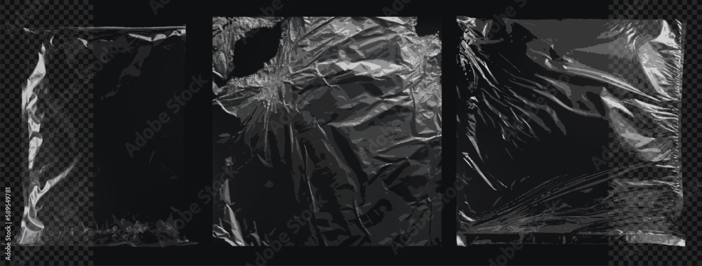 Plakat Empty plastic bag. Empty transparent plastic packaging on an ...