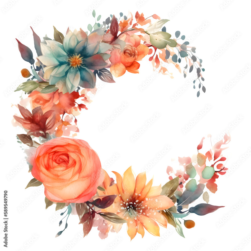 Rustic botanical frame with wildflowers and foliage PNG Transparent ...