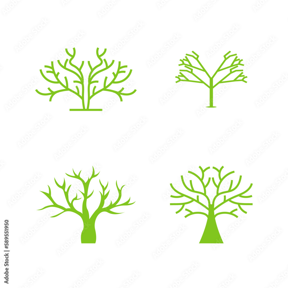 Tree logo icon vector illustration design.Vector silhouette of a tree ...