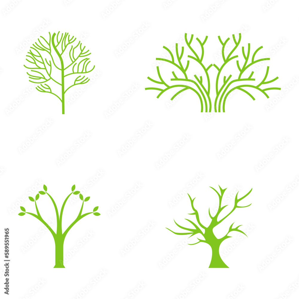 Tree logo icon vector illustration design.Vector silhouette of a tree ...