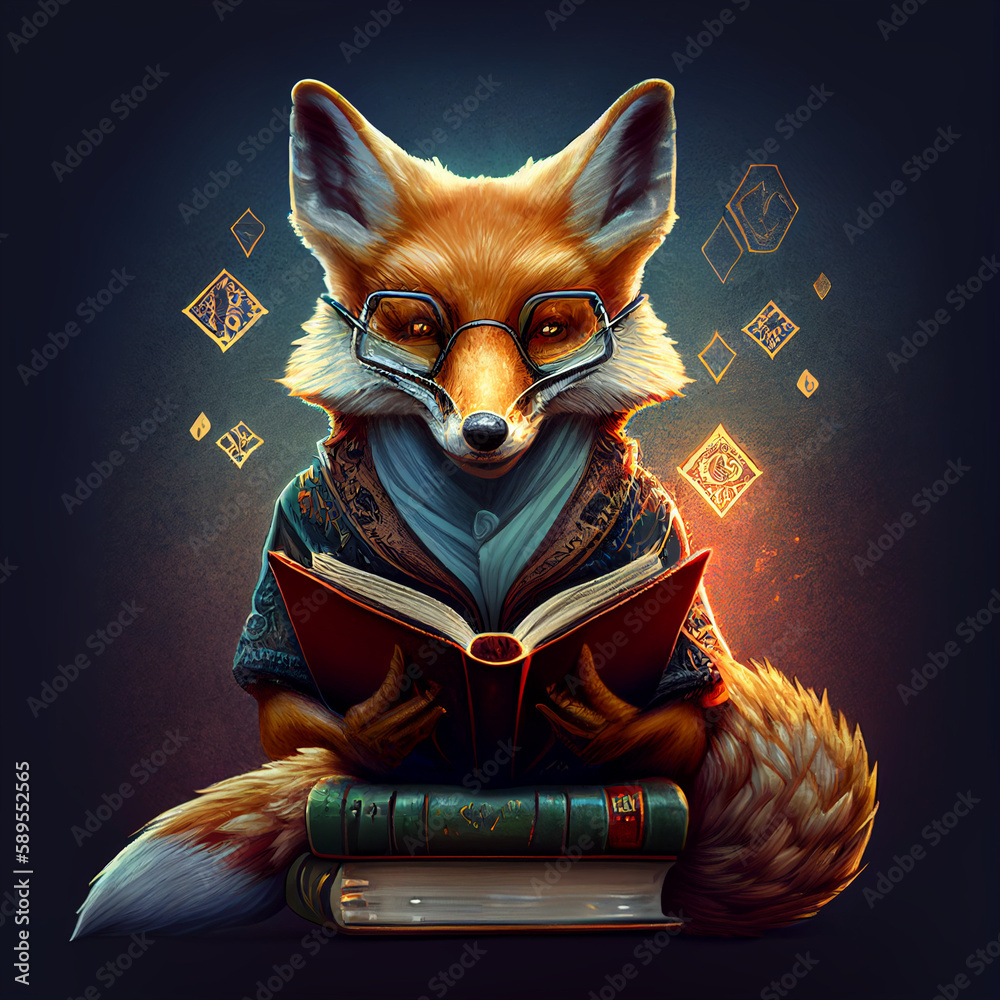 Master fox logo with glasses and book - professional design - World ...