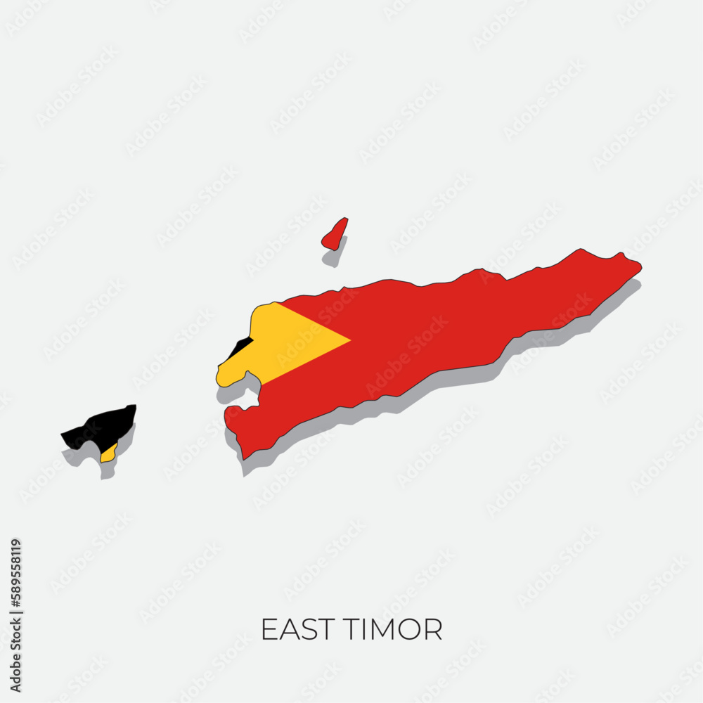 East Timor map and flag. Detailed silhouette vector illustration Stock ...