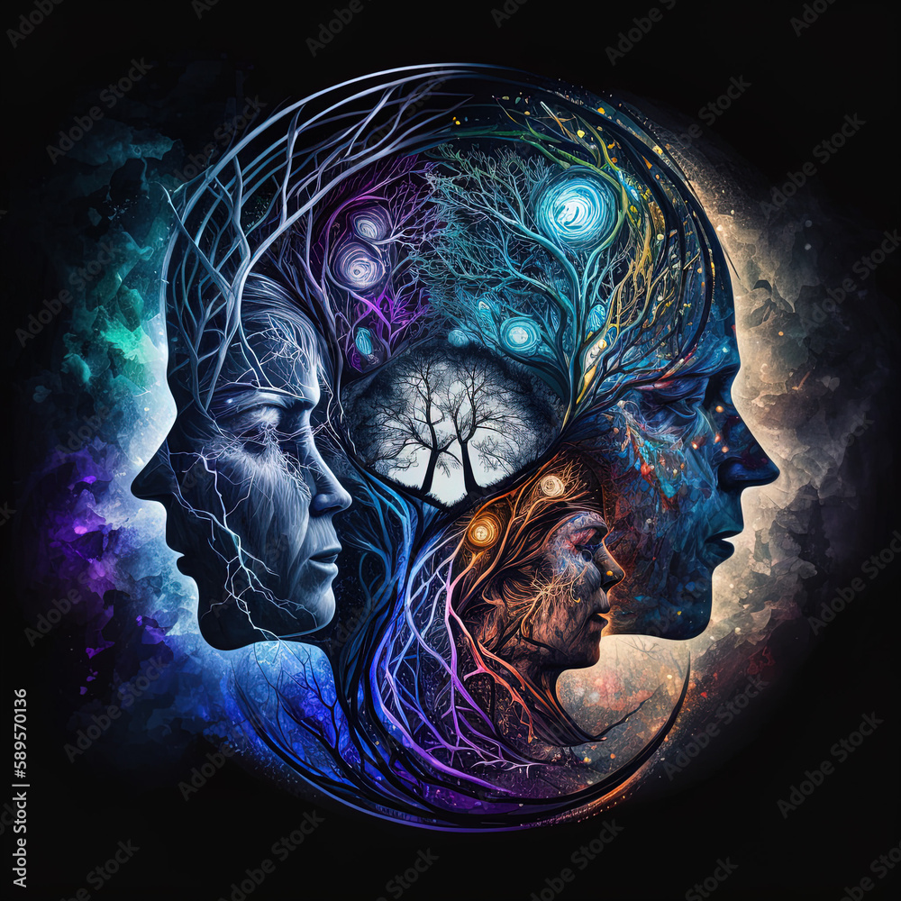 Concept of unity, empathie, gratitude, meditation, soul, intuition ...