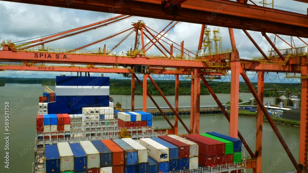 Buenaventura, Colombia - 11.28.22 Ultra large container ship have ...