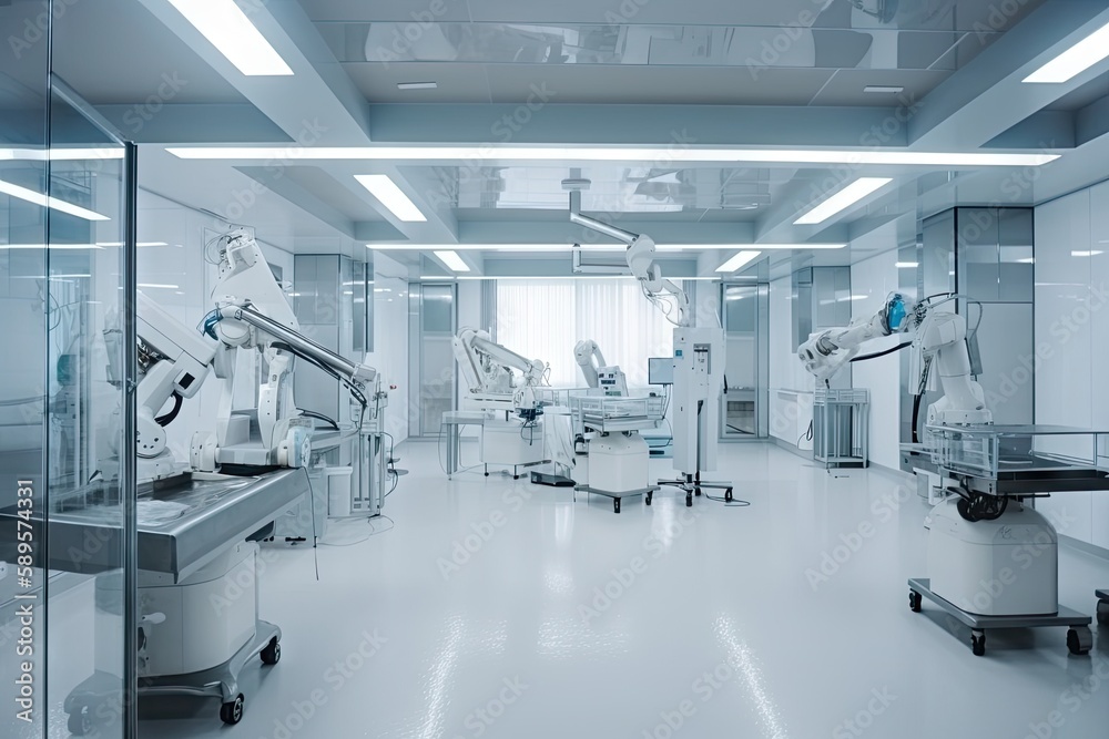cleanroom with robots performing complex surgical procedures ...