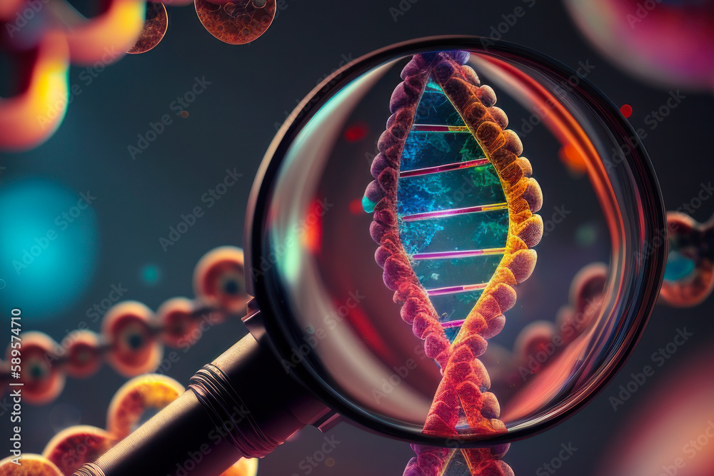 Magnified view of human DNA helix structure in bodily liquid. Picture ...