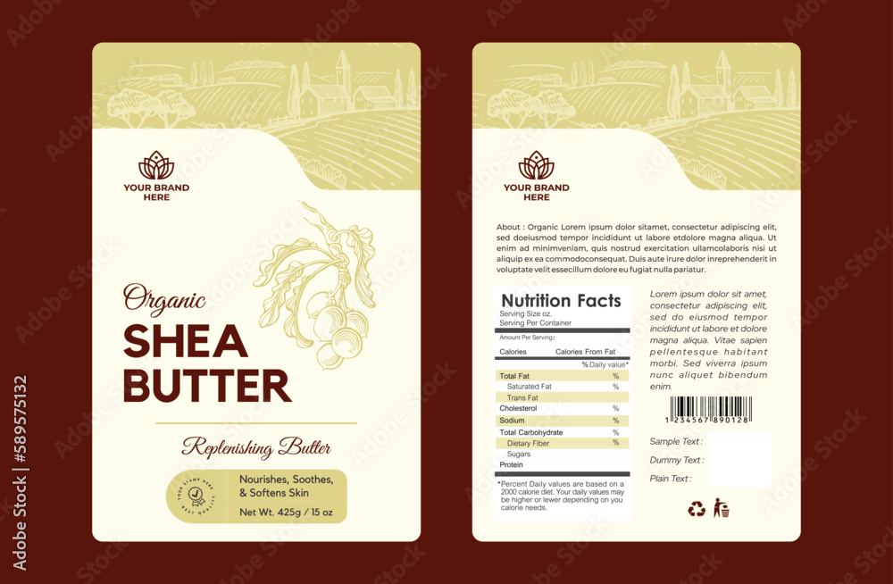 Shea butter label design, Hand drawn design for Shea butter organic ...