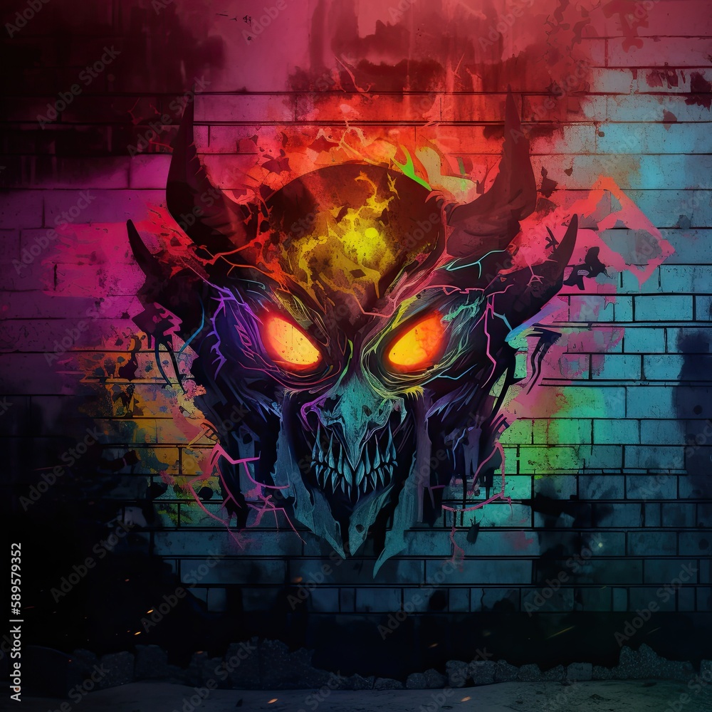 Generative Fantasy: A Colorful Demon Emerging From the Wall - A ...