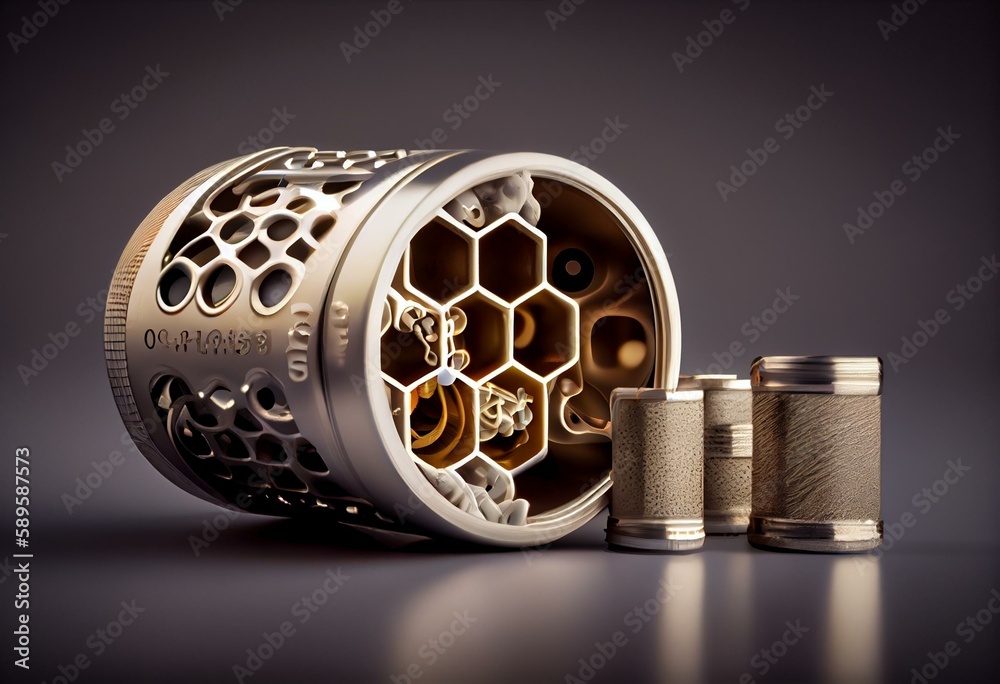 Catalytic converter showing internal parts and catalysis with molecules ...