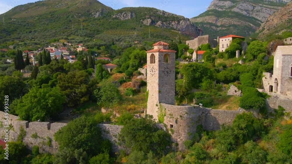 Video Stock The drone footage captures the stunning ruins of Stari Bar ...
