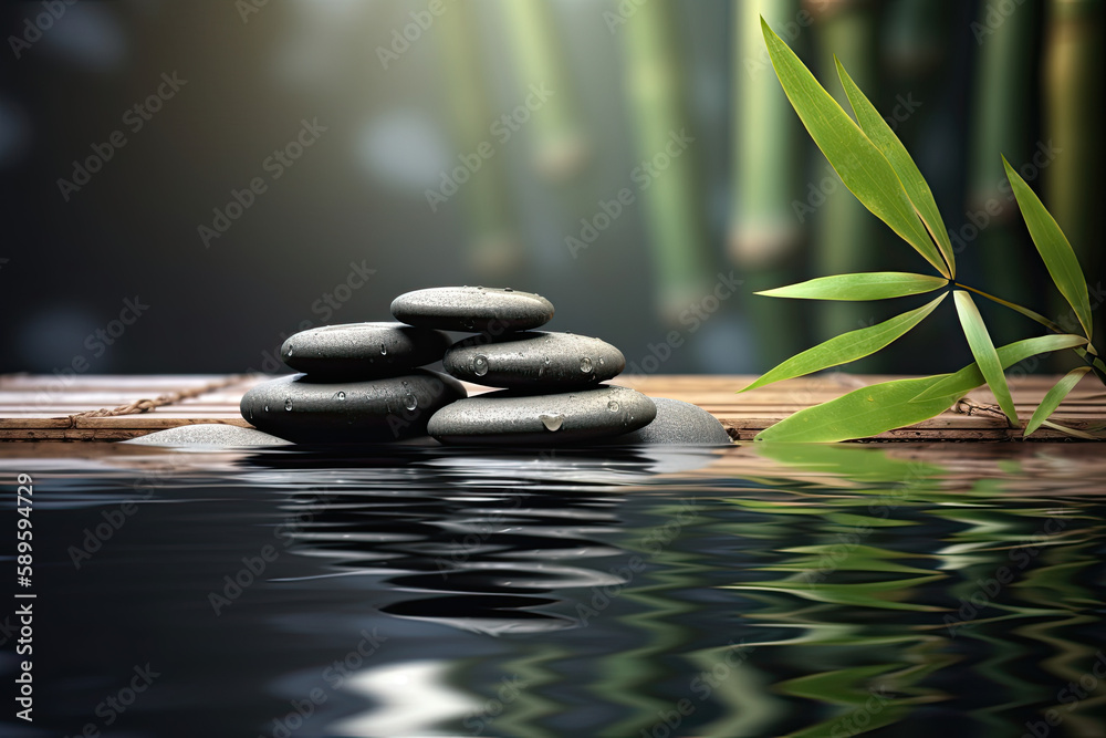 Bamboo and stones in a wellness spa. Generative AI. Zen Stones and ...