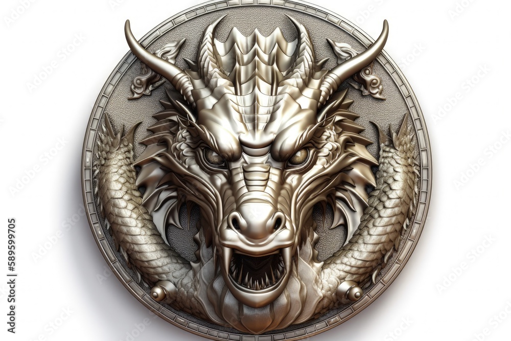 Dragon emblem illustration, fantasy concept, white background ...