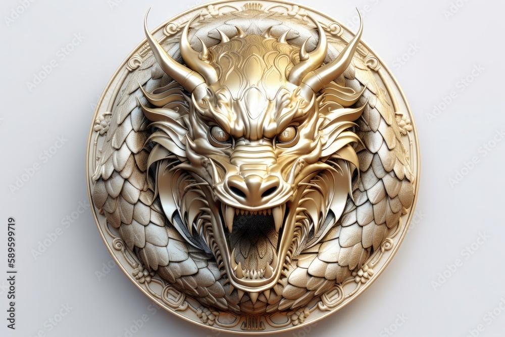 Dragon emblem illustration, fantasy concept, white background ...