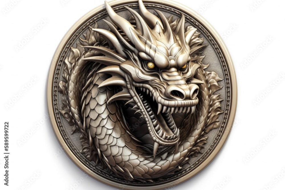 Dragon emblem illustration, fantasy concept, white background ...