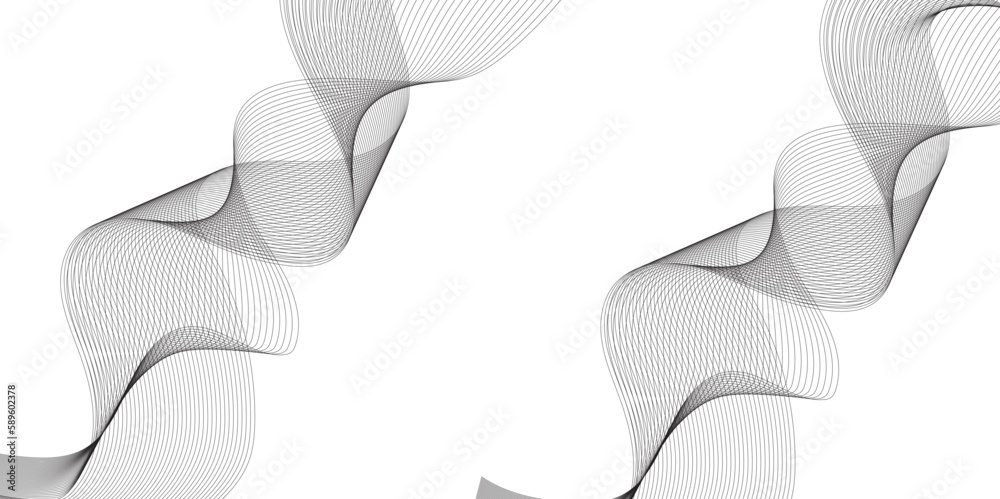 Abstract grey wave lines on transparent background. Digital frequency ...