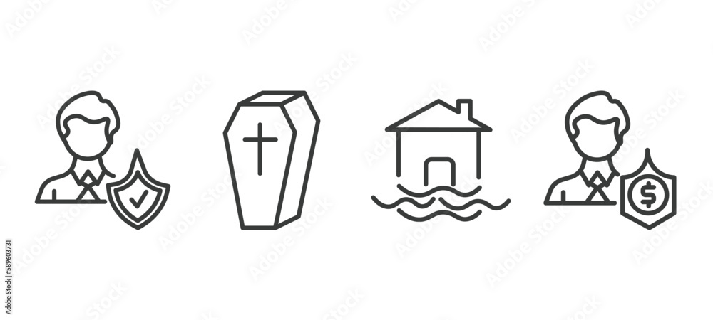 set of insurance and coverage thin line icons. insurance and coverage ...