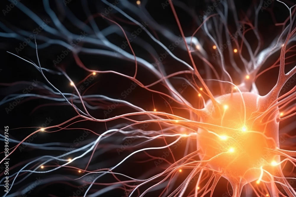 Human brain close-up showing neural pathways and neurons. Generative AI ...