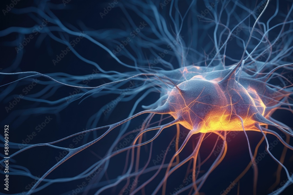 Human brain close-up showing neural pathways and neurons. Generative AI ...