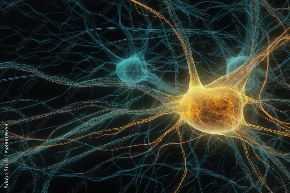 Human brain close-up showing neural pathways and neurons. Generative AI ...