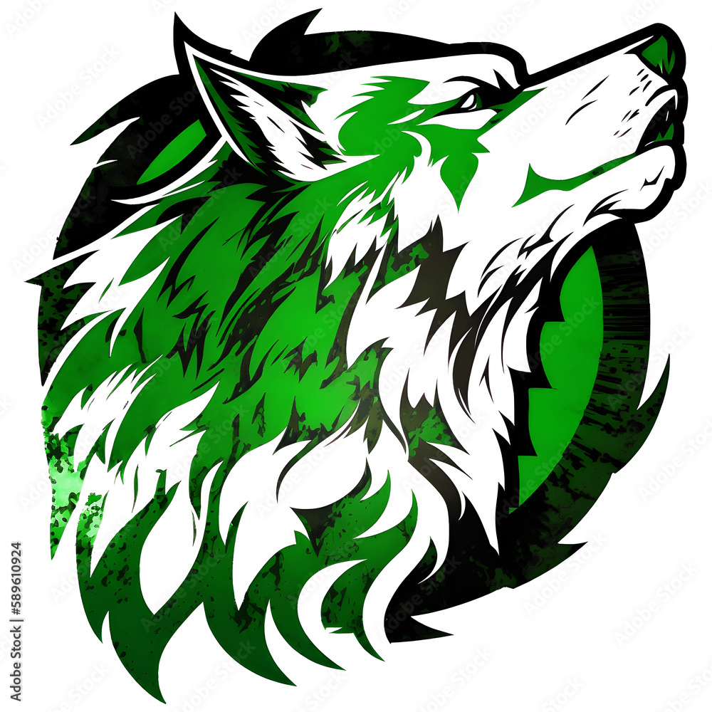 green wolf logo Stock Illustration | Adobe Stock