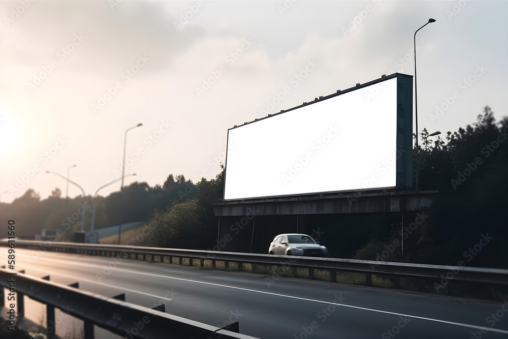 Empty billboard at motorway roadside for marketing banner or poster ...