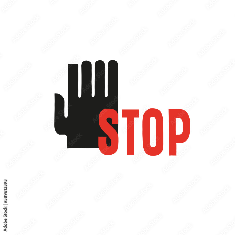 Stop hand sign. Stop sign by human hand. Logo abstraction Stock Vector ...