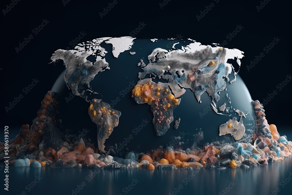 Continents earth are made up of garbage, surrounded by ocean water ...